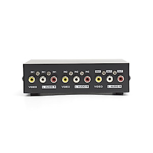 THE CIMPLE CO 2 Way AV Switch - 2 Input 1 Output RCA Selector Switch for Composite Audio and Video - Switcher Box - Includes RCA Composite Cable (Black)