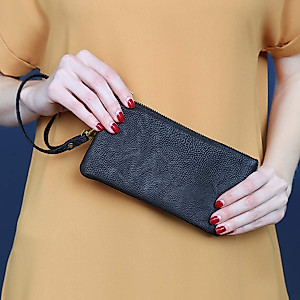 RIAH FASHION Convertible Faux Leather Wallet Purse Clutch - Mini Handbag Detachable Chain Crossbody Strap Phone Holder (Gold)