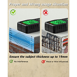 Pinless Wood Moisture Meters Water Leak Detector for Lumber Concrete Building -Wall Moisture Sensor Digital Humidity Tester for Firewood (Pinless)