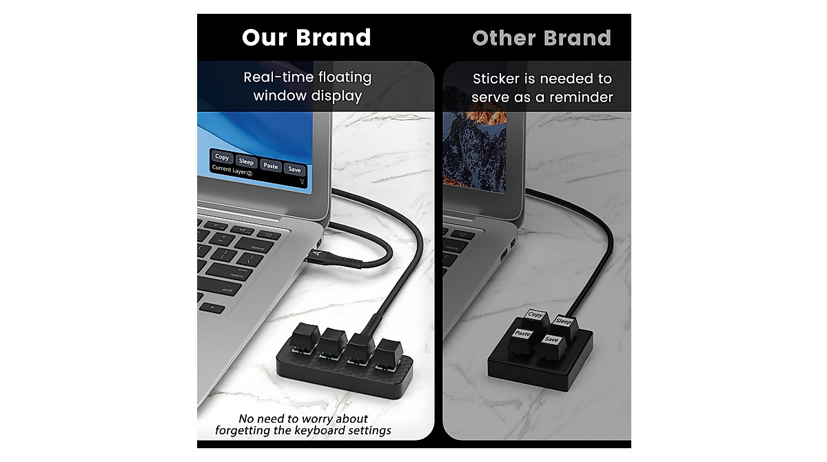 Programmable One-Handed Macro Keyboard - Support Windows & Gaming