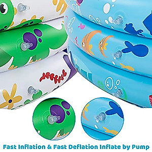 34'' Dinosaur & Ocean Inflatable Kiddie Pool Set, 2 Pack Summer Fun Swimming Pool for Kids Water Pool Baby Pool Pit Ball Pool for Ages 3+