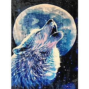 ShiGo Throw BALNKET 50"X60" (Blue-Wolf)