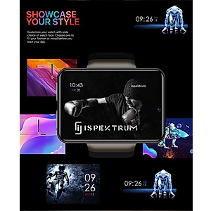 ISPEKTRUM iS101 Android Smart Watch 2.4” Screen Dual Camera 3GB+32GB 2080 mAh Battery Waterproof LTE Calls & Text GPS WiFi Google Play Store Sports Mode Fitness Tracker Heart Rate Monitor, Pedometer