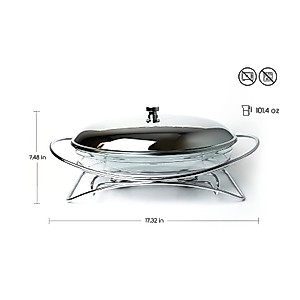 Rigeli Regent 18/10 Contempo Chromeplated 101.4 (oz), 3 Lt. Oval Warmer, Chafing Dish with Stainless Steel Cover, Buffet Servers, Silver