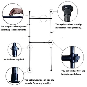 Adjustable Clothing Rack, Double Rod Clothing Rack, 2 Tier Clothes Rack, Adjustable Hanger for Hanging Clothes, Closet Rack, Freestanding,black