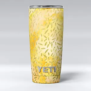 Design Skinz The Grungy Yellow Watercolor Under a Microscope - Skin Decal Vinyl Wrap Kit Compatible with The Yeti Rambler Cooler Tumbler Cups