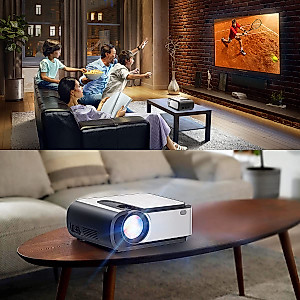Mini Projector,Patviti Portable Projector with 8000 Lumen and Full HD 1080P for Multimedia Home Theater Video Projector,Compatible USB, VGA, AV, Smartphone, Pad, TV Box, Laptop