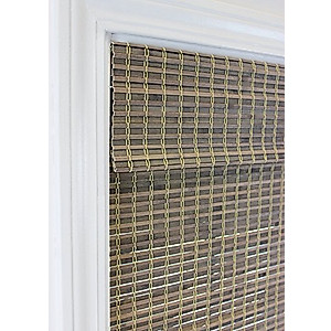 Radiance Cordless Bamboo Roman Shades for Windows - Flatstick Bamboo Blinds for Semi-Private Light Control - Easy to Lift & Fold Up Window Shades - Driftwood - 39 in. W x 64 in. L - (2208864E)
