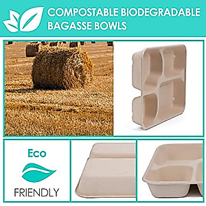 Kaderron 50 Pack 8 Inch To Go Containers Clamshell Food Containers 34 OZ, 3 Compartment Take Out Boxs Microwave Safe for Food Servicing