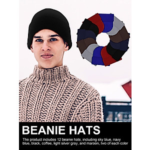 48 Pack Winter Warm Beanie Hat Neck Warmer Set for Men Women Knitted Hat with Winter Touchscreen Gloves Neck Gaiter Warm Sock for Winter Wearing Homeless Care Charity Donation Multicolor