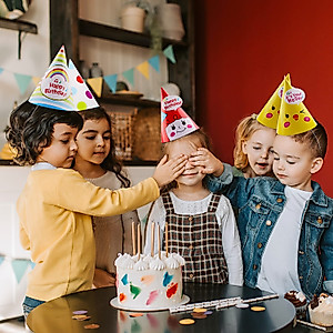 Rocutus Rainbow Birthday Party Hats, 30 Pieces, Paper, Cartoon, Costume Headwear, For Kids and Adults, Party Hat