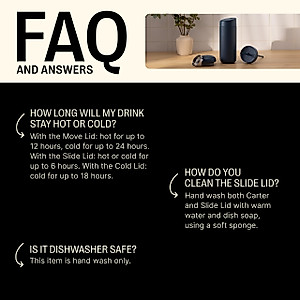 Fellow 16 oz Carter Bundle (3 in 1) Travel Mug with Slide-Lock, Move & Cold Lids with Straw - To-Go Coffee Tumbler, Ceramic Interior & Vacuum-Insulated Stainless Steel - Coffee Cups-Stone Blue