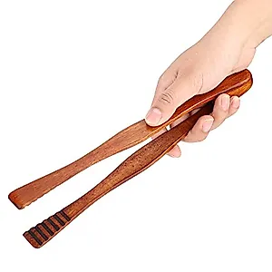 Wooden BBQ Clip, Barbecue Tongs Buffet Food Tongs Bread Steak Clamp Serving Tool, Kitchen Utensils Toast Tongs for Cooking and Holding Bacon Muffin Bagel Bread