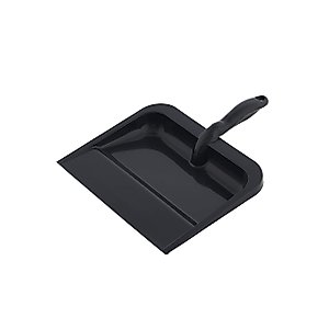Superio Heavy Duty Plastic Dustpan with Comfort Grip Handle Black, Durable, Lightweight Multi Surface Dust Pan Easy Broom Sweeping, 10 inches Wide, 1-Pack