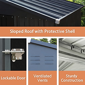 Yardenaler 4x4 FT Metal Outdoor Storage Shed, Garden Tool Shed Kit with Doors & Lock, Waterproof Patio Utility Tool Shed for Backyard and Garden, Gray
