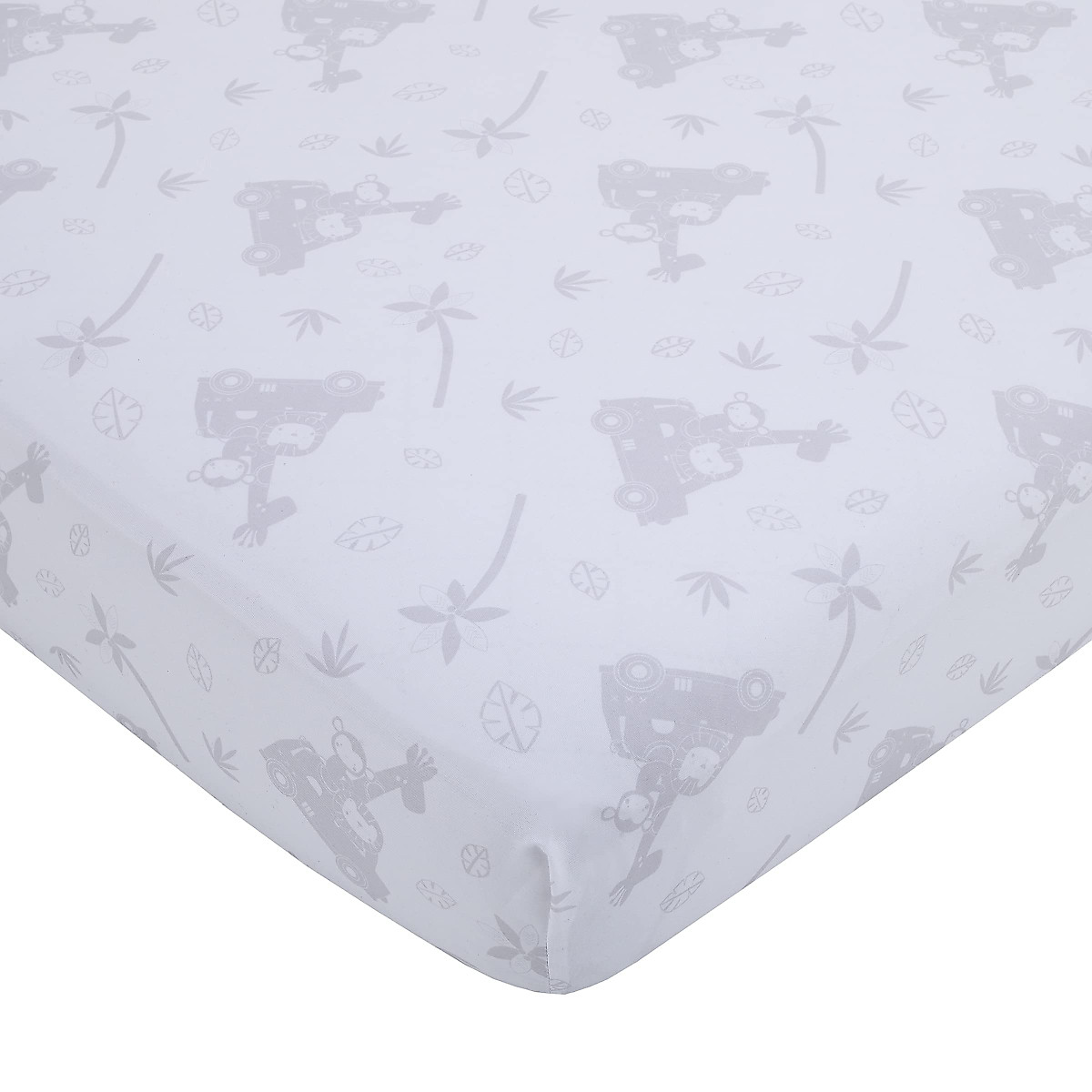 NoJo Little Love Jungle Ride Grey, White and Tan, Monkey, Giraffe and Lion 3 Piece Nursery Crib Bedding Set - Comforter, Fitted Crib Sheet, and Crib Skirt