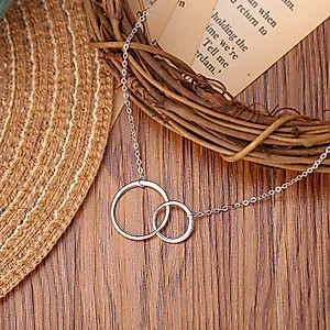 EVER FAITH Double Circles Necklace Sterling Silver Infinity Interlocking Friendship Sister Mother Daughter Necklace Mothers Day/Valentines Day/Christmas Jewelry Gift for Womens