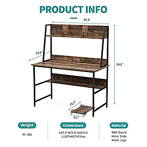 Mecor Computer Desk Study Writing Table for Home Office ，Modern Writing Study Desk with Storage Bookshelf and CPU Stand for Small Spaces, PC Laptop Table Workstation for Home Office…