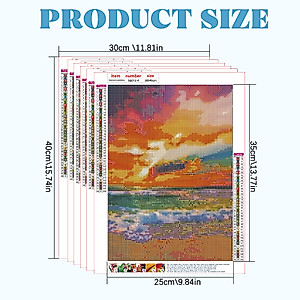 Tontut 10 Pack Diamond Painting Kits, Full Round Diamond Painting Crafts for Adults, DIY Diamond Art Landscape Beach Sunset Diamond Painting Home Wall Decoration 12x16inch