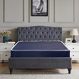 Treaton, 9-Inch Medium Tight Top Nylon Vinyl Hybrid Mattress, Twin, Blue.
