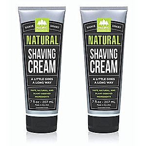 Pacific Shaving Company Natural Shaving Cream - Shea Butter + Vitamin E Shave Cream for Hydrated Sensitive Skin - Clean Formula for a Smooth, Anti-Redness + Irritation-Free Shave Cream (7 Oz, 2 Pack)