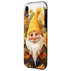 iPhone XR Cute Gnome Sunflower Yellow Pattern Fall Thanksgiving spring Case