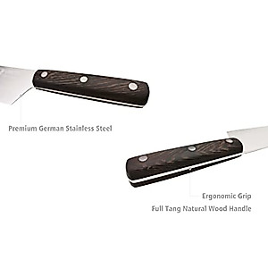 UMOGI Premium 8 Inch Chef’s Knife with sheath - German High Carbon Stainless Steel - Full Tang Natural Wooden Handle Ergonomic Grip,Ultra Sharp - Best for Slicing Meats Roasts Vegetable & Fruits