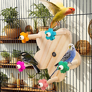 FrgKbTm Wooden Parrots Ferris Wheel Toy with Perches, Bird Toy Rotating Perch Toy, Hanging Bird Stand Cage Accessories for Parakeet Parrot, Cockatiel, Budgerigar,Conure, Lovebirds