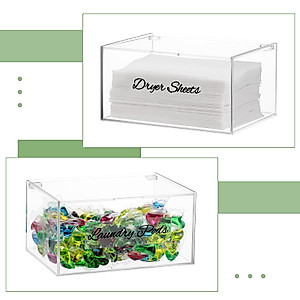 Acrylic Dryer Sheet Container for Laundry Room,Dryer Sheet Holder ,Dryer Sheet Dispenser with Lid for Laundry Storage Containers and Decor,Clear Dryer Sheet Box for Bathroom,Fabric Sheet Holder