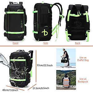 BE SMART 50L Extra Large Gym Backpack for Men, Big Gym Bag with Shoes Compartment, Waterproof Heavy Duty Duffel Bags, Men's Workout Backpacks for Outdoor Sport,Hiking,Camping,Travel (Black, XL)