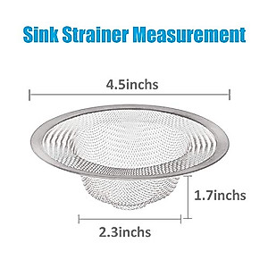 2 PCS Stainless Steel Sink Strainer 4.5" Diameter, Mesh Metal Drain Strainer, Fine Mesh Kitchen Sink Strainer, Hair Basket Drain - Fits Most Kitchen Sink, Bathroom Bathtub, Shower Drains