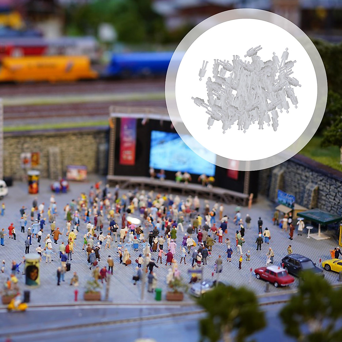 BQLZR White Unpainted Architectural 1:100 Scale Model Figures Standing Little People Figures for Miniature Scenes, White Color Pack of 100