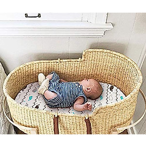 Stretch Fitted Bassinet Sheet Set BROLEX 2 Pack Cradle Sheets for Bassinet Pad/Mattress,Unisex Boys Girls,Ultra Soft,Elephant & Whale