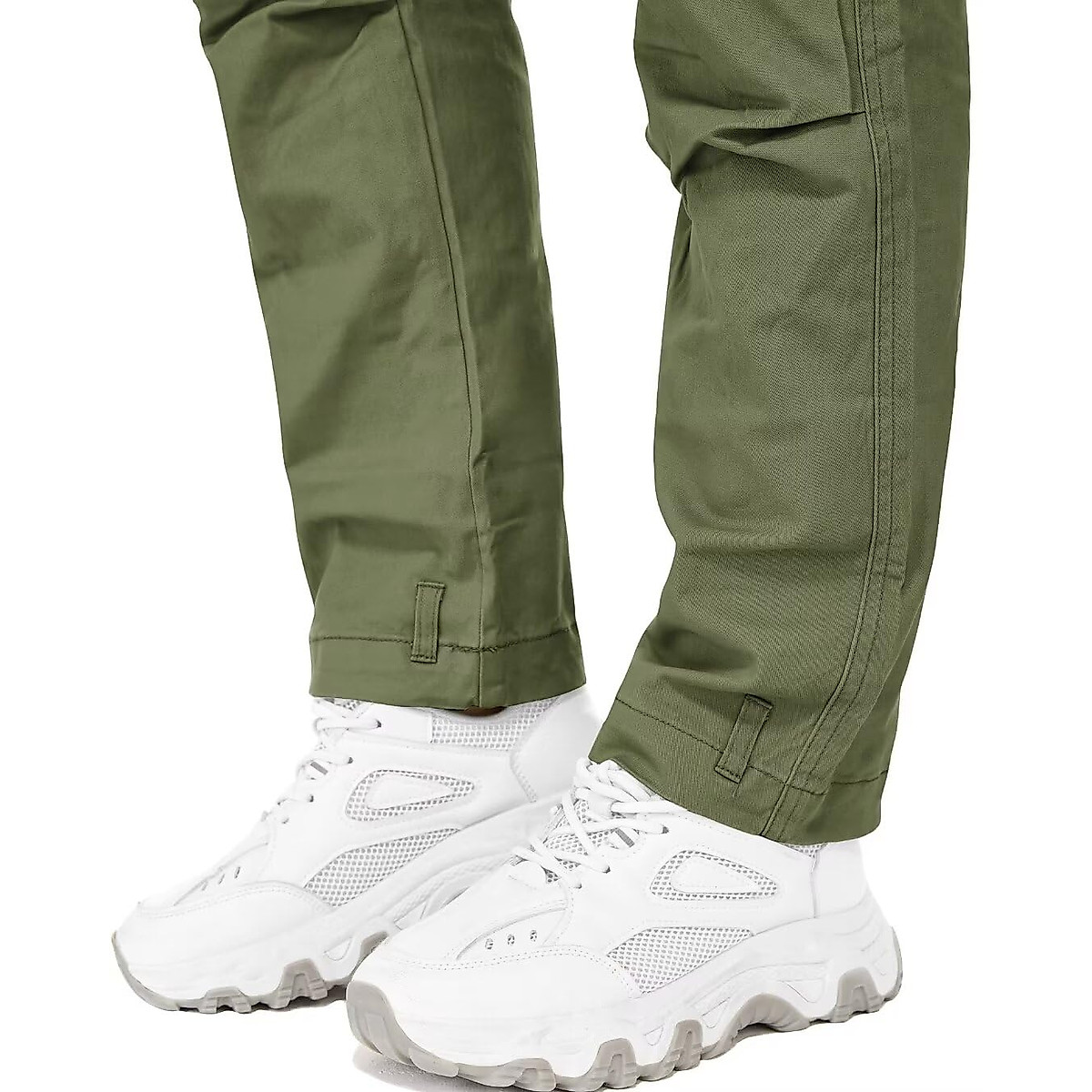 AKARMY Women's Relaxed Fit Cargo Pants Outdoor Sport Hiking Pants Casual Pants Parachute Pants with Zipper Pockets 8611 Military Green 10