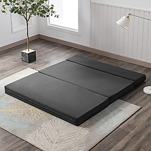 ijuicy Folding Mattress Sofa, Full Convertible Couch Sleeper Bed, 5" Folding Futon Sofa Bed, Floor Chaise Lounge, Portable Couch Bed for Living Room, Bedroom & Guest Room (Full/Dark Grey)