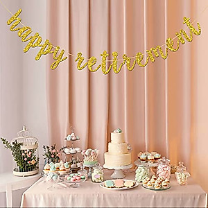 INNORU Happy Retirement Banner - for Farewell Party - Leaving - Finally Retiring Party Bunting Decorations, Gold Glitter