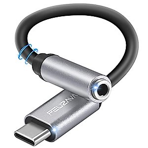 USB Type C to 3.5mm Headphone Jack Adapter, PEUZAVA Premium USB C to Aux Audio Dongle Cable Cord Compatible with Samsung Galaxy S22 S21 S20 Ultra S20+ Note 20 10 S10 Plus, Pixel 6 5 4 3 2 XL, iPad Pro