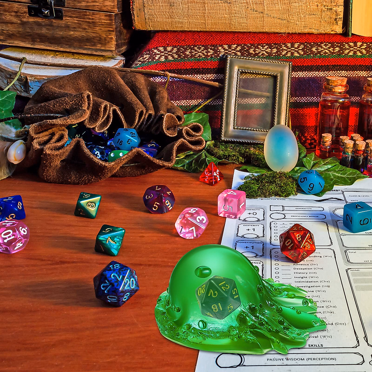 Deekin Harrycle Dice Jail Gelatinous Cube Dice Prison Resin Cage Translucent Miniature Accessory for Table Game Party Gatherings Gifts(Green)