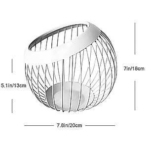 VANRA Metal Wire Fruit Bowl Sturdy Fruit Basket Fruit Holder Snack Storage Decorative Centerpiece Bowl for Modern Kitchen, Countertop, Living Room (White)