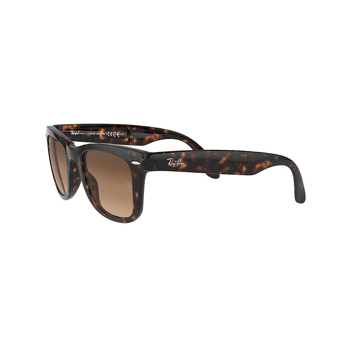 Ray-Ban RB4105 Folding Wayfarer Polarized Sunglasses, Light Havana/Brown Gradient I, 54 mm