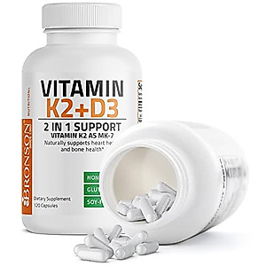 Bronson Vitamin K2 (MK7) with D3 Supplement Non-GMO Formula 5000 IU Vitamin D3 & 90 mcg Vitamin K2 MK-7 Easy to Swallow Vitamin D & K Complex, 120 Capsules