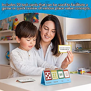 Aizweb Student Place Value Flip Chart - Math Manipulatives K-3 for Elementary Classroom - Double-Sided with Whole Numbers and Base Ten Blocks