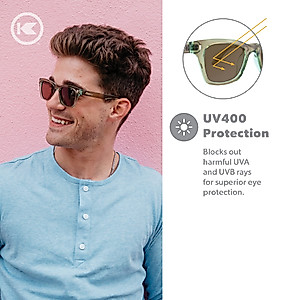 Knockaround Seventy Nines Polarized Sunglasses for Women & Men - Impact Resistant Lenses & Full UV400 Protection, Translucent Sage Frames/Amber Lenses