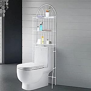 Over The Toilet Storage Cabinet, 3 -Tier Toilet Storage Rack Freestanding Bathroom Shelves Over Toilet Anti-Slip Space Saver Over The Toilet Rack, White