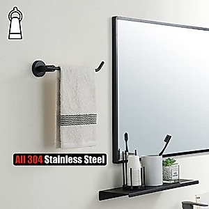 JQK Bathroom Hardware Set, 5-Piece Bath Accessories Set Matte Black Wall Mount Includes 24 in Towel Bar, 9 in HT Bar, TP Holder, Towel Hook x 2, BAS105-PB