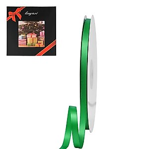 LIUYAXI Green Double Face Satin Ribbon 1/4" X 50 Yards, Ribbons Perfect for Crafts, Gift Wrapping, Bow Making and More