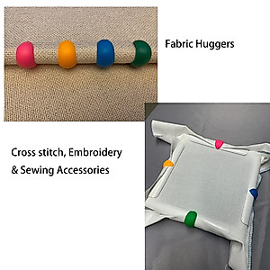 Dielianyi 14 Pcs Fabric Huggers Cross Stitch Silicone Thread Spool Holders Embroidery Sewing Cotton Reel Tidy Clips Embroidery Clips with Magnetic Fabric Clips