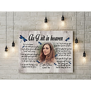 Personalized Memorial Gifts for Loss of Loved one, Sympathy Gift for Loss of Sister Daughter - As I Sit In Heaven - VTQ132 (16x12 inch)