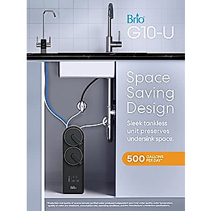 Brio Reverse Osmosis Water Filtration System, 500 GPD, 2:1 Pure to Drain, Tank-Less, Under Sink Faucet Mount