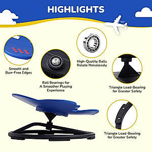 Sensory Chair Sit and Spin Autism Sensory Products Sensory Toys Sensory Spinning Chair Autism Spinning Chair for Kids Swivel Chair Training Body Coordination (Blue)